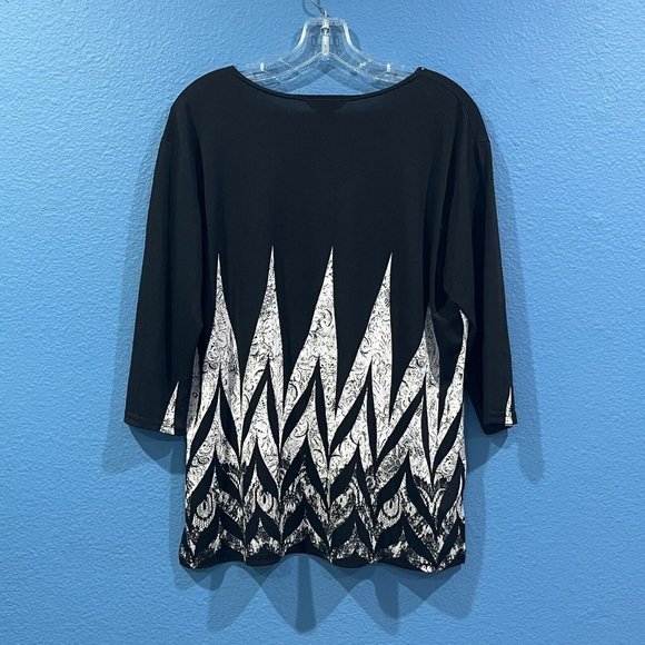 Valentina | Tops | Valentina Womens Abstract Studded Top Xl Black White ...
